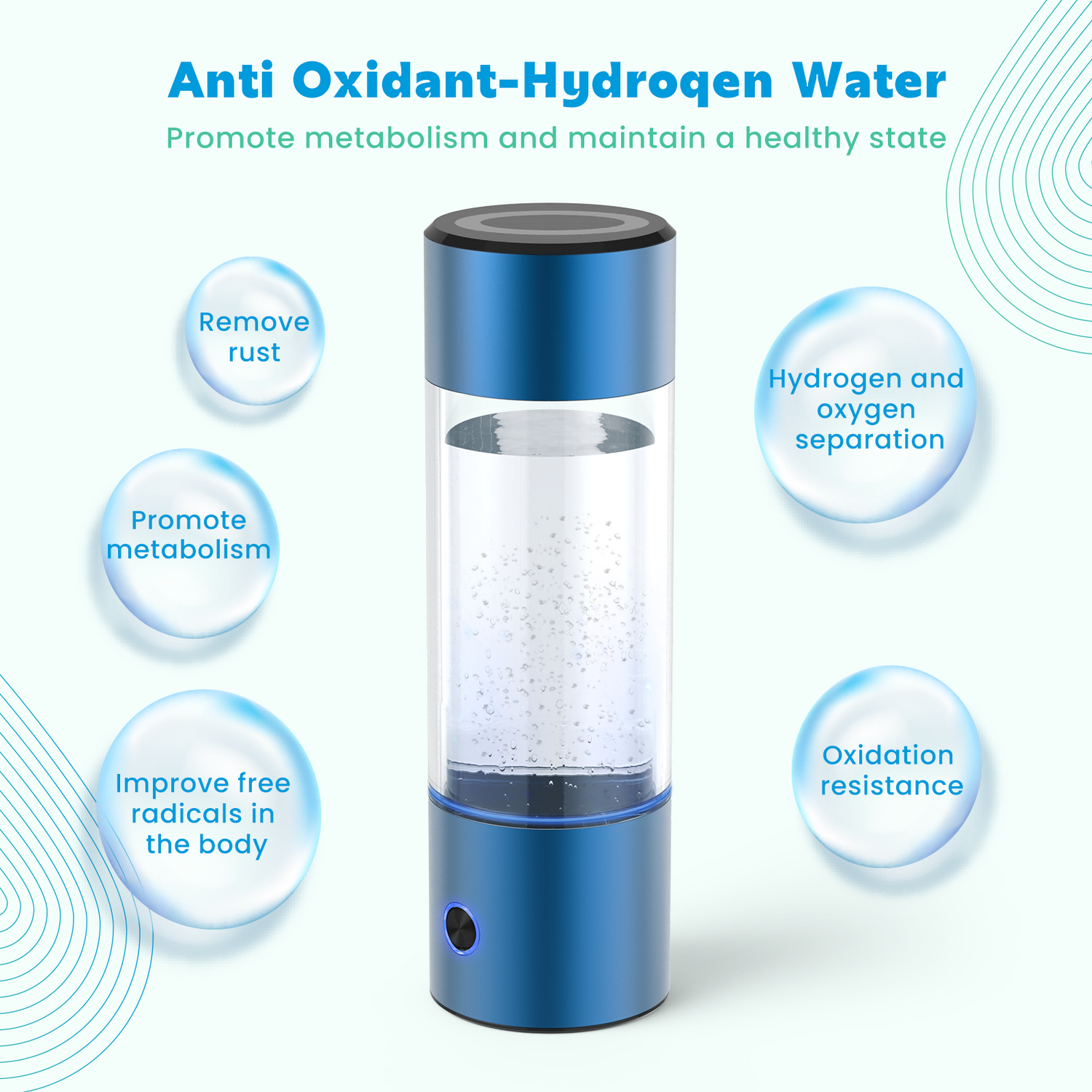 Hydrogen Rich Water Bottle, Portable Rechargeable Hydrogen Water Generator,