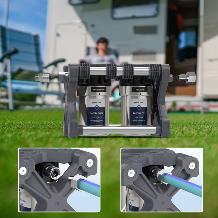 2-Stage Garden/RV Water Filter System | GlacierFresh for Campers & Boats