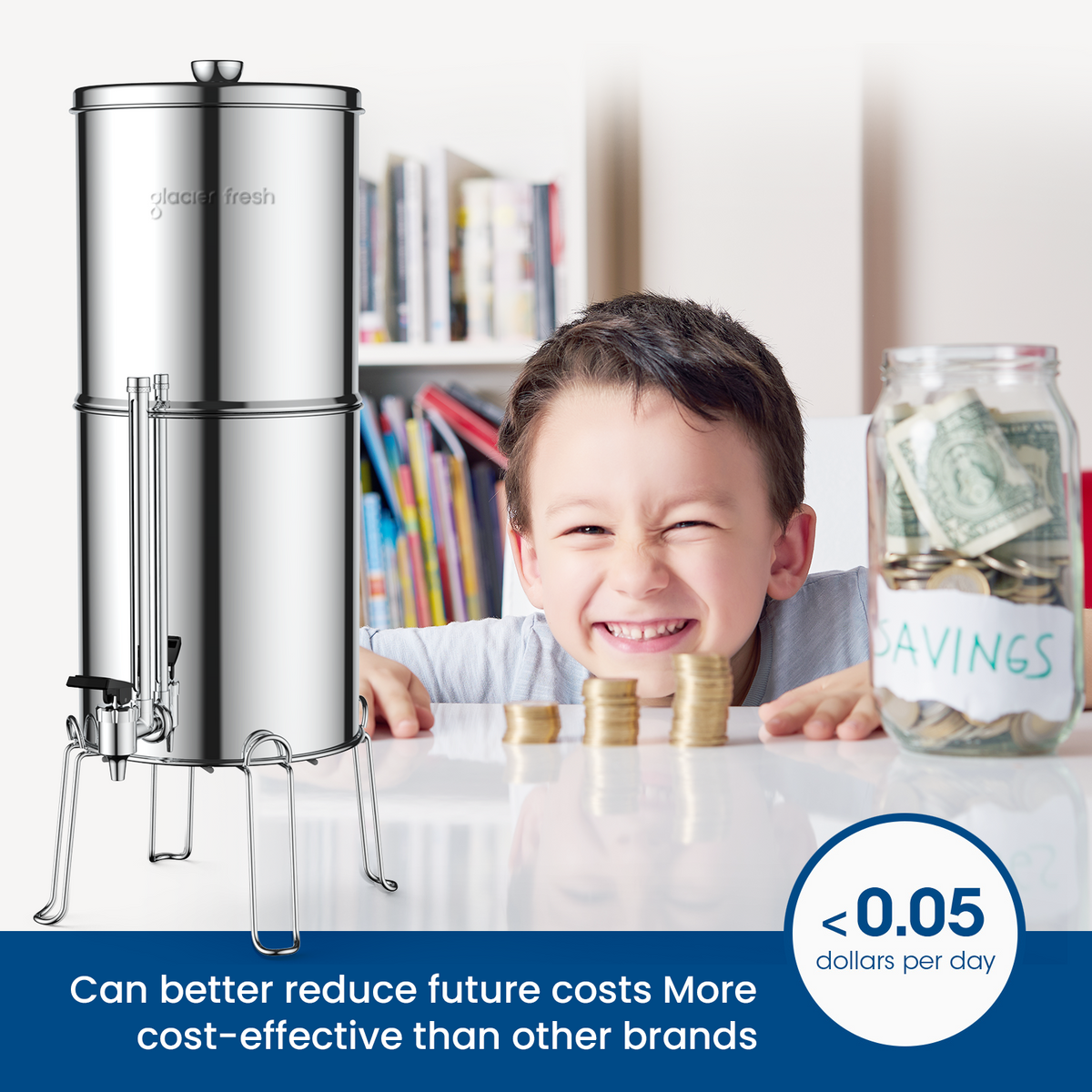 Glacier Fresh Water Filter: Stainless-Steel, 6 Filters, Metal Spigot